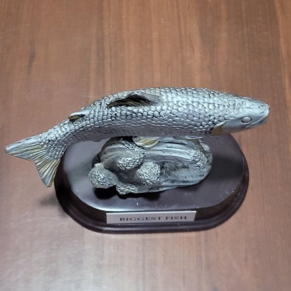 Accents | Fishing Award Trophy Resin Bass Figure In Pewter Finish ...